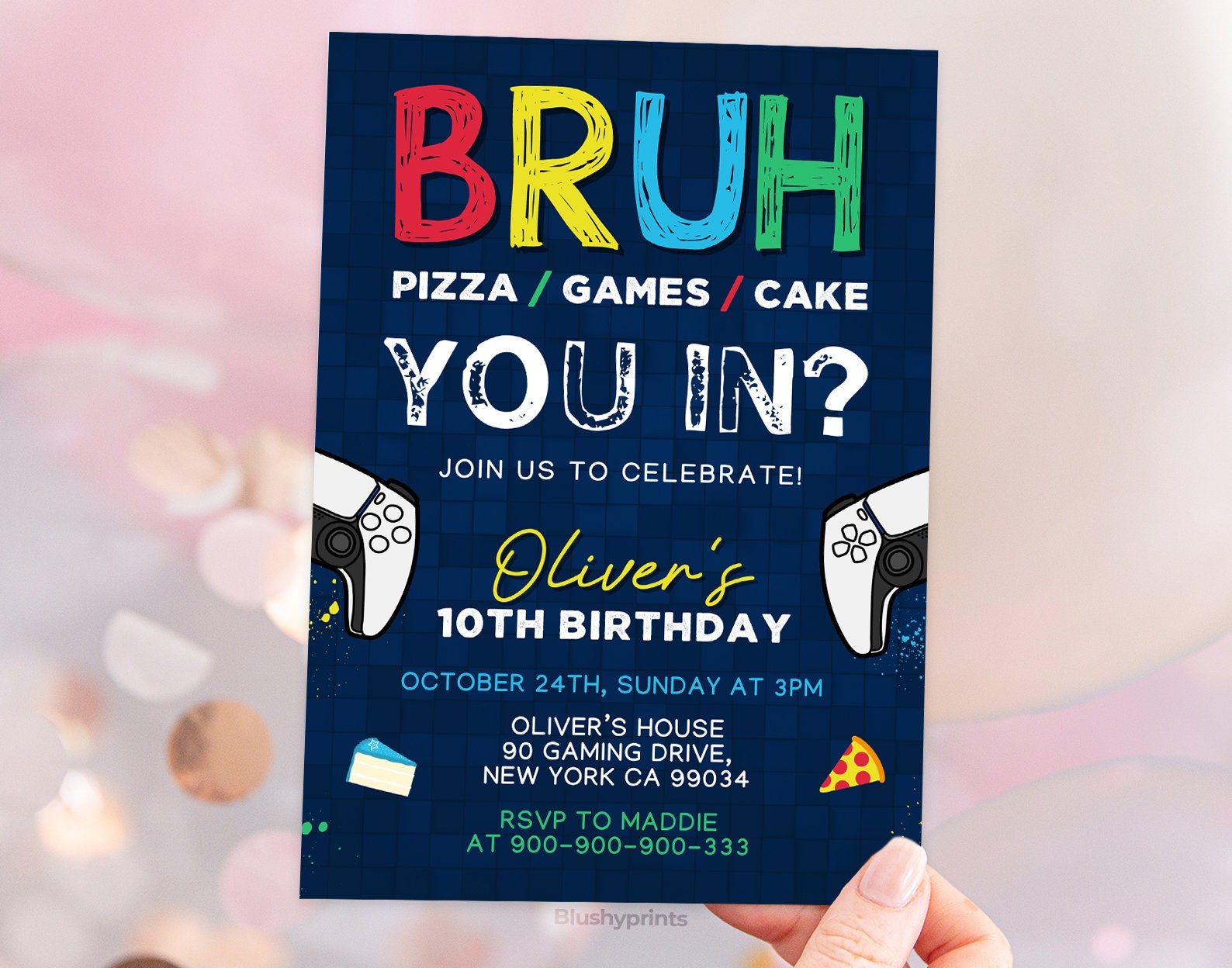 Bruh Invitation, Boy Birthday Invitation, Gaming Invitation, Bruh Its ...