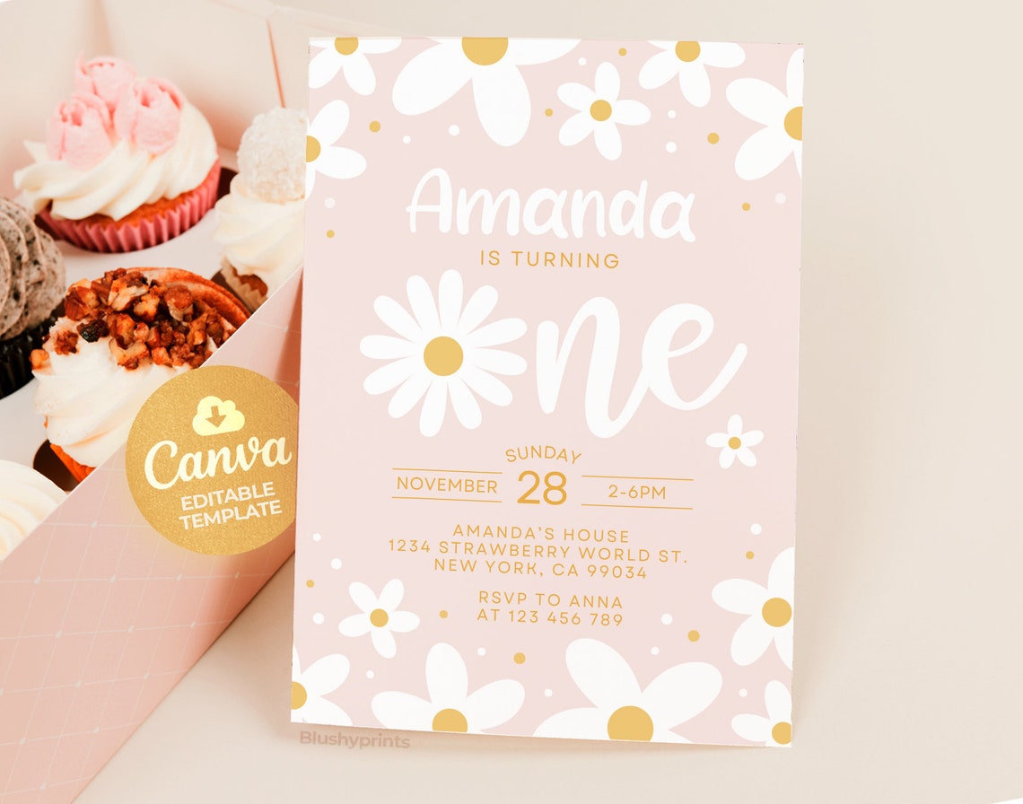 Daisy Birthday Invitation, Daisy First Birthday Invitation, Daisy ...
