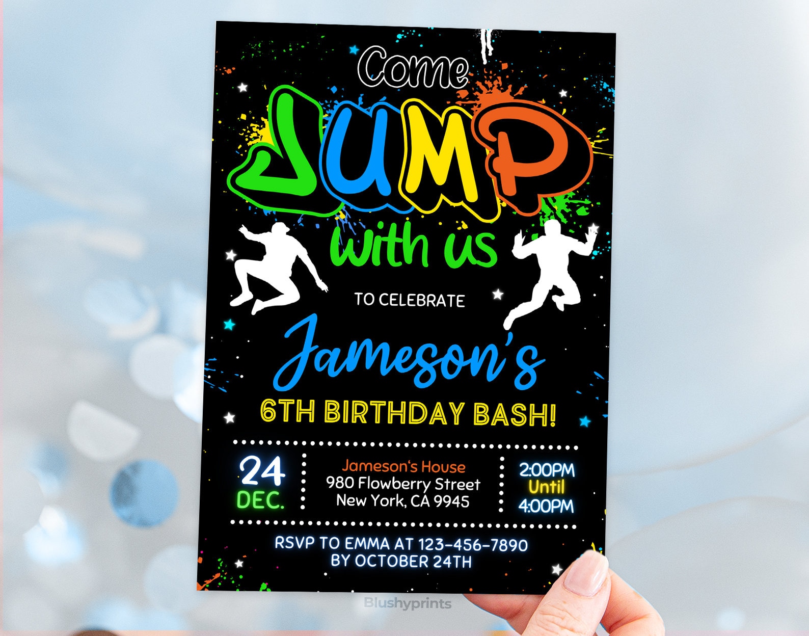 Editable Trampoline Park Birthday Party Invitation, Trampoline Park ...