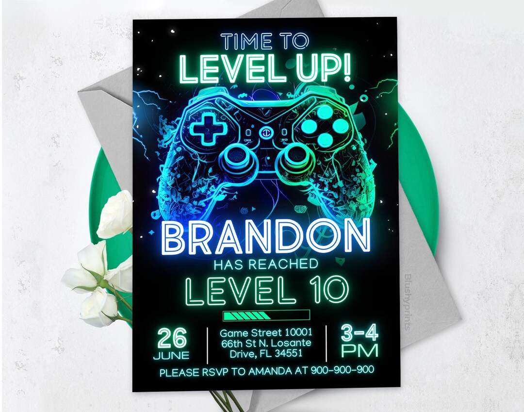 Video Game Birthday Invitation, Gamer Birthday Invitation, Editable ...