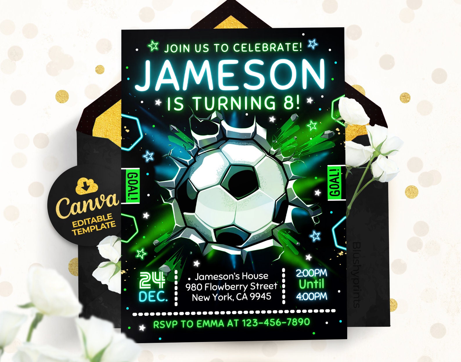 Editable Soccer Birthday Invitation, Boy Soccer Invitation,, BS2401 - Etsy