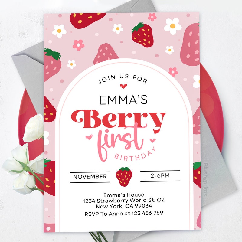 Berry First Birthday Invitation - Etsy