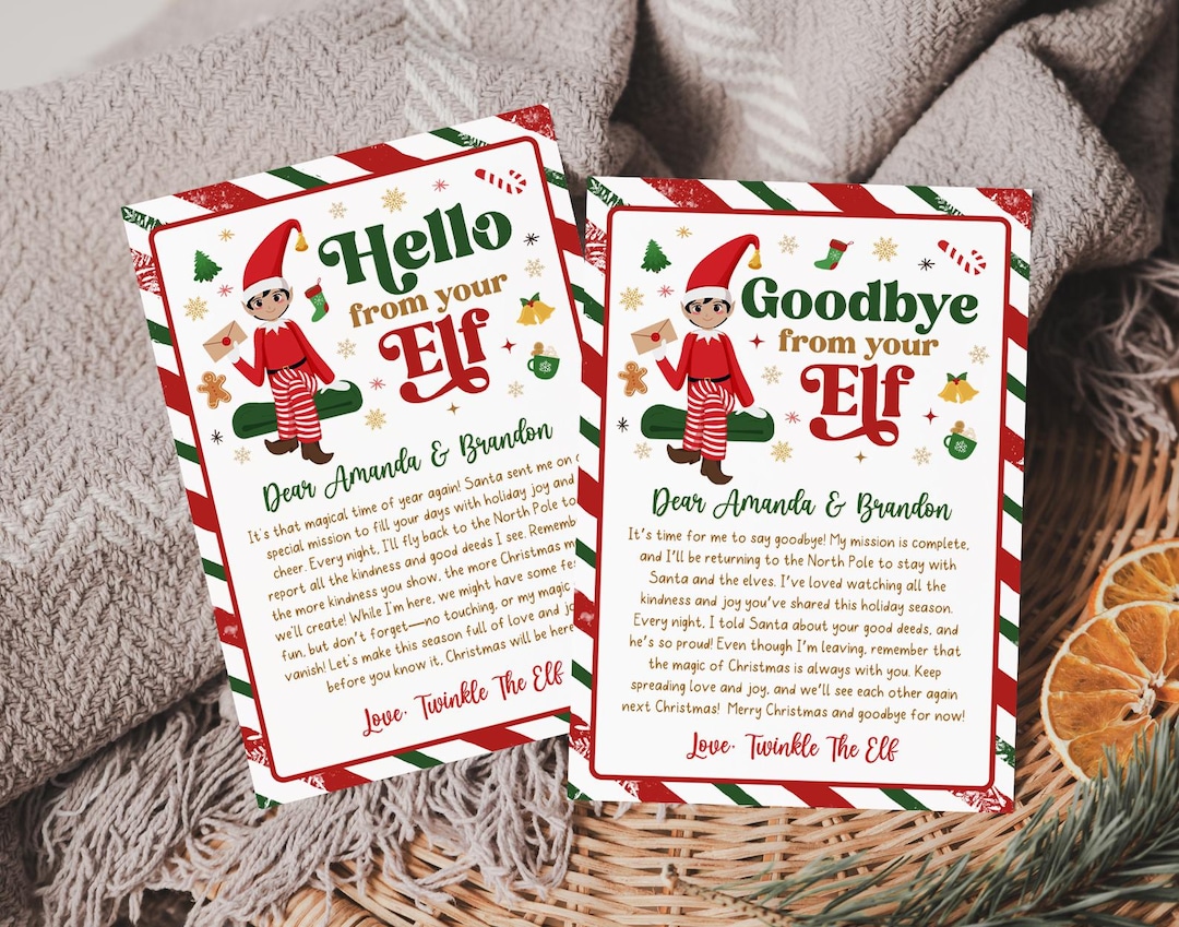 Carta de elfo, carta de llegada de elfo, carta de regreso de elfo ...