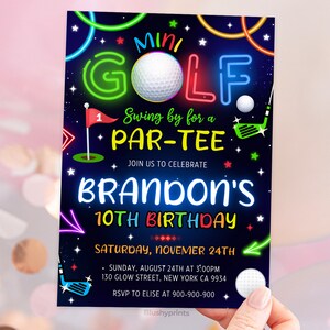 Mini Golf Birthday Invitation, Golf Party Invites Boy Girl Mini Golf ...