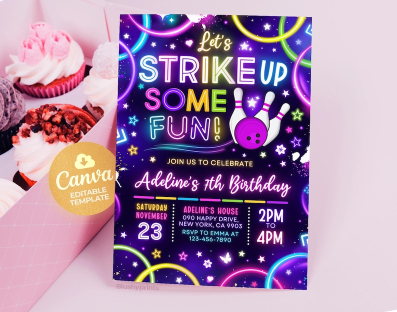 Bowling Birthday Invitation, Let's Strike up Some Fun Bowling Party ...