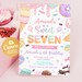 Sweet Seven Birthday Invitation, 7th Birthday Girl Donut Invitation ...