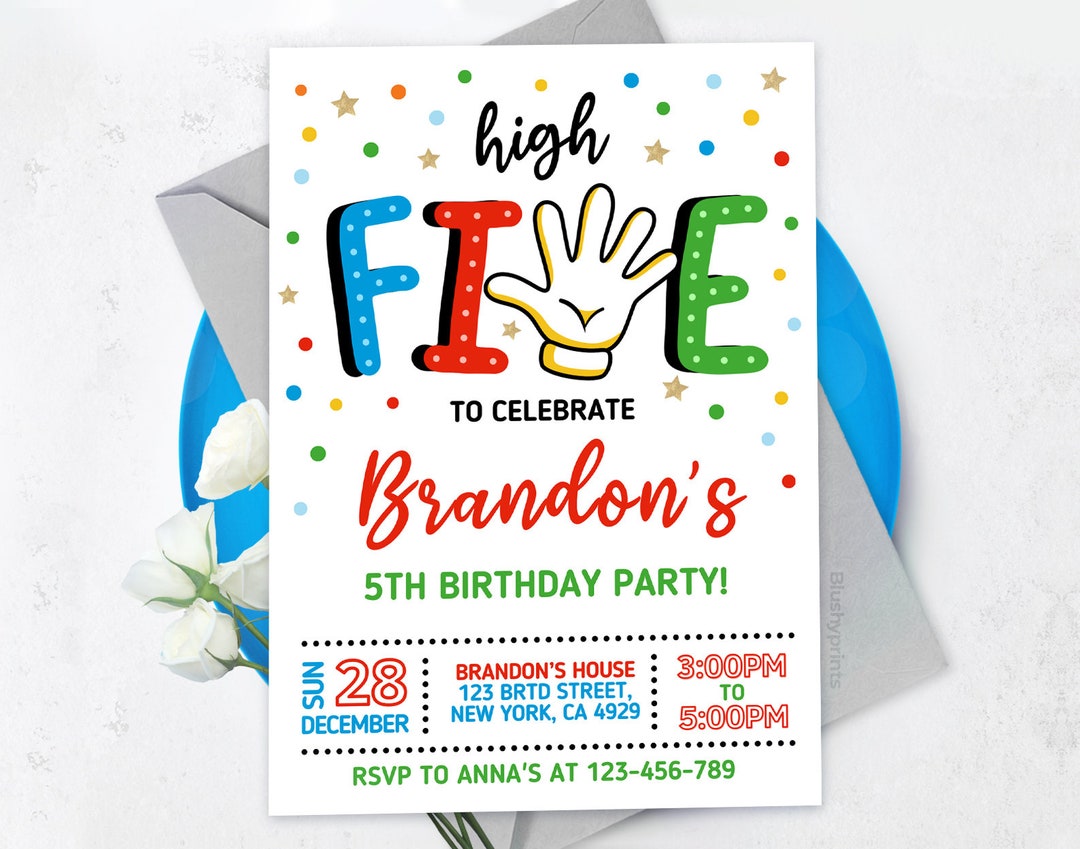 Editable High Five Birthday Invitation, Hi Five Invite Template, Boys ...