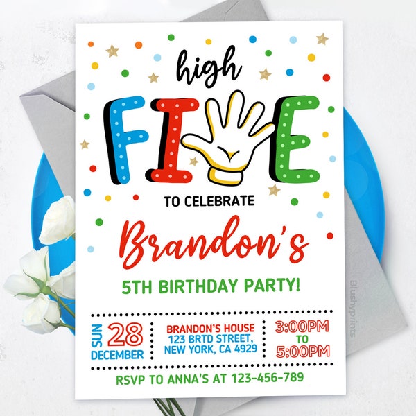High Five Printable Invitations - Etsy