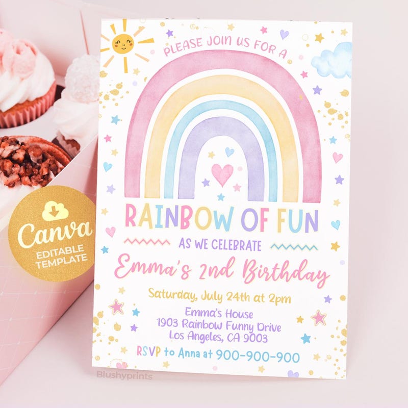 Rainbow Invitation - Etsy