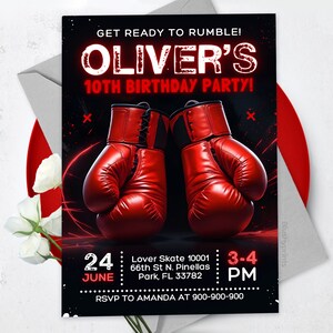 Boxing Boy Birthday Invitation, Fighter Birthday Invitation, MMA Boy ...