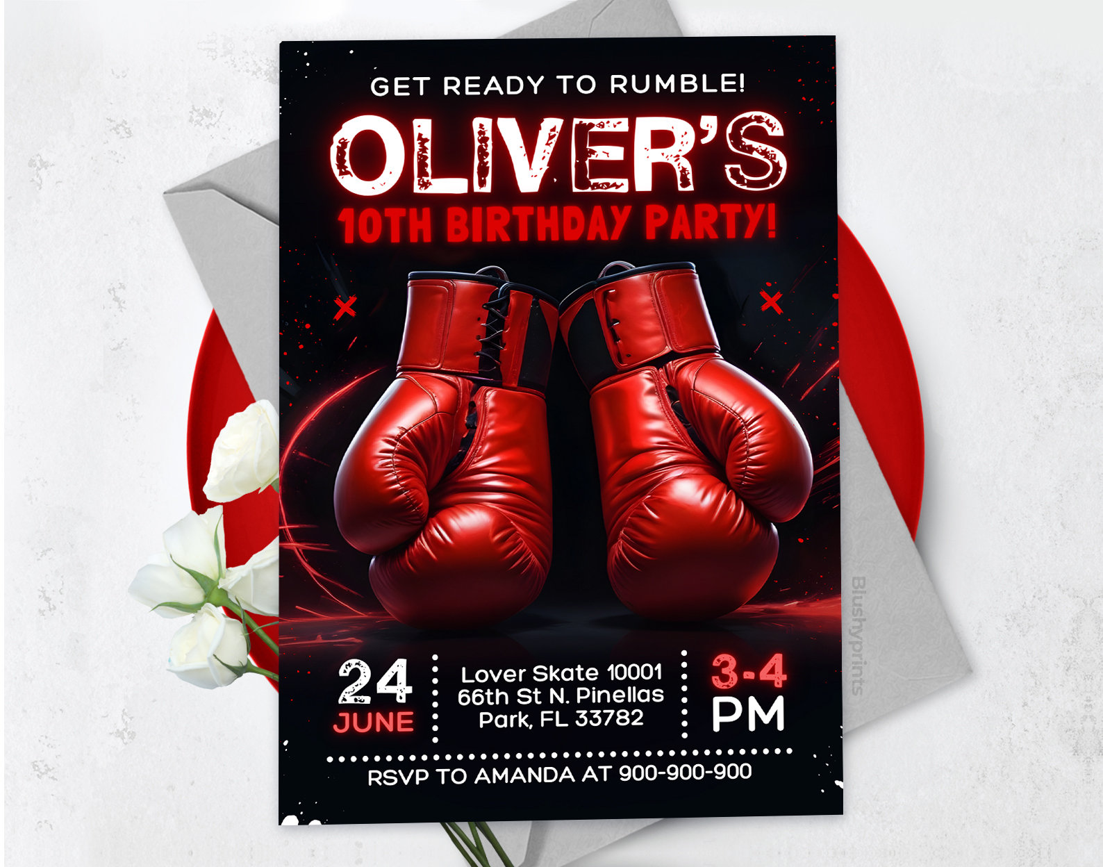 Boxing Boy Birthday Invitation, Fighter Birthday Invitation, MMA Boy ...