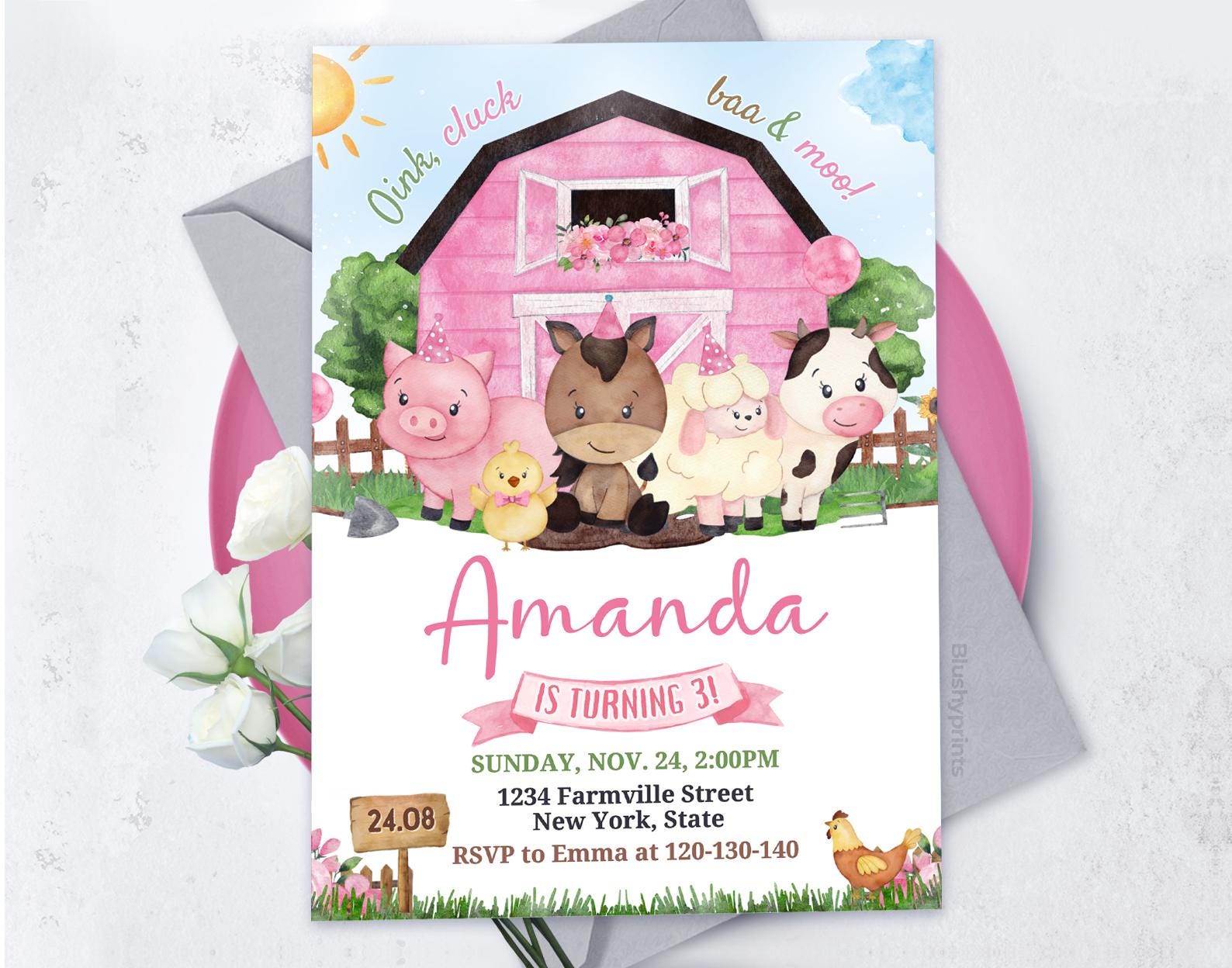 Farm Birthday Invitation, Ranch Kids Birthday, Barnyard Animals Party ...