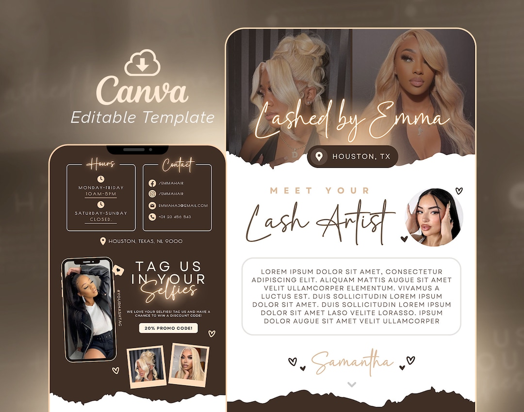 BOHO Lash Tech Acuity Scheduling Template, Lash Tech Branding, Lash ...