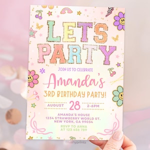 Patch Letter Invitation, Retro Girl Birthday Invitation, Varsity Patch ...