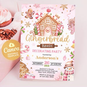 Gingerbread House Decorating Party Invitation, Christmas Party ...