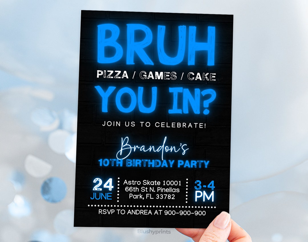 Bruh Birthday Invitation, Boy Birthday Invitation, Any Age Invitation ...