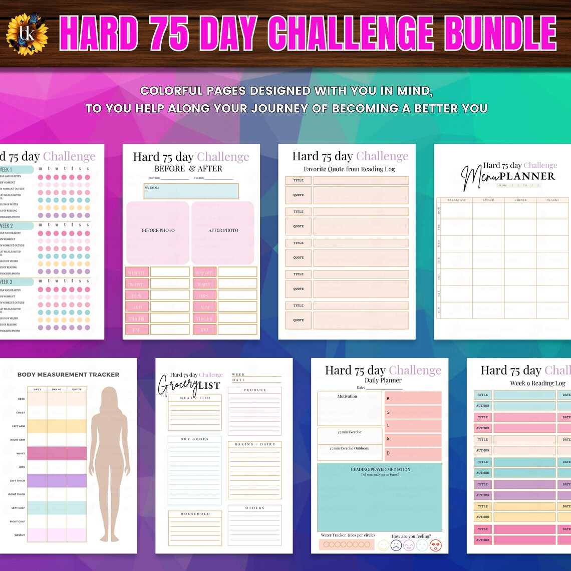 Hard 75 Day Challenge Tracker Bundle I Daily 75 Day Challenge Journal I ...
