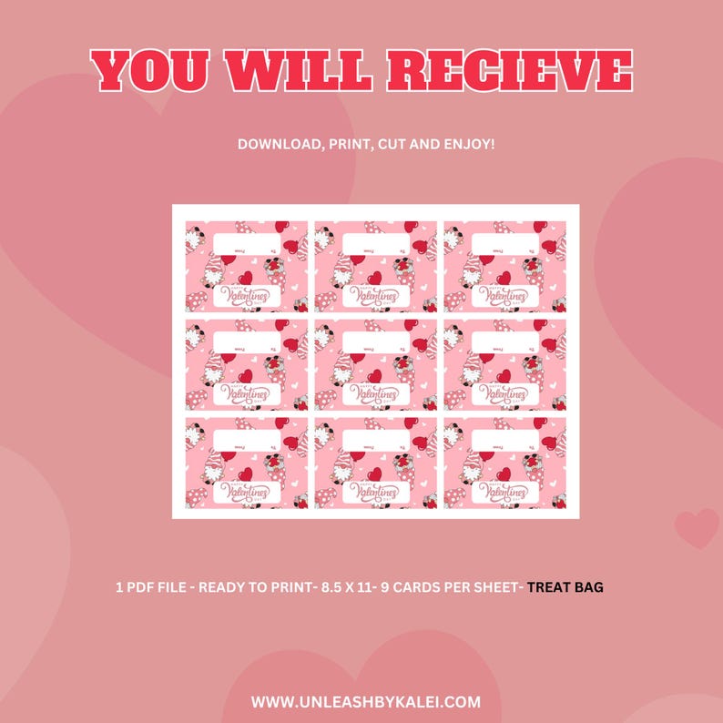 Printable Valentine’s Day Gnome Treat Bag Toppers - Instant Download ...