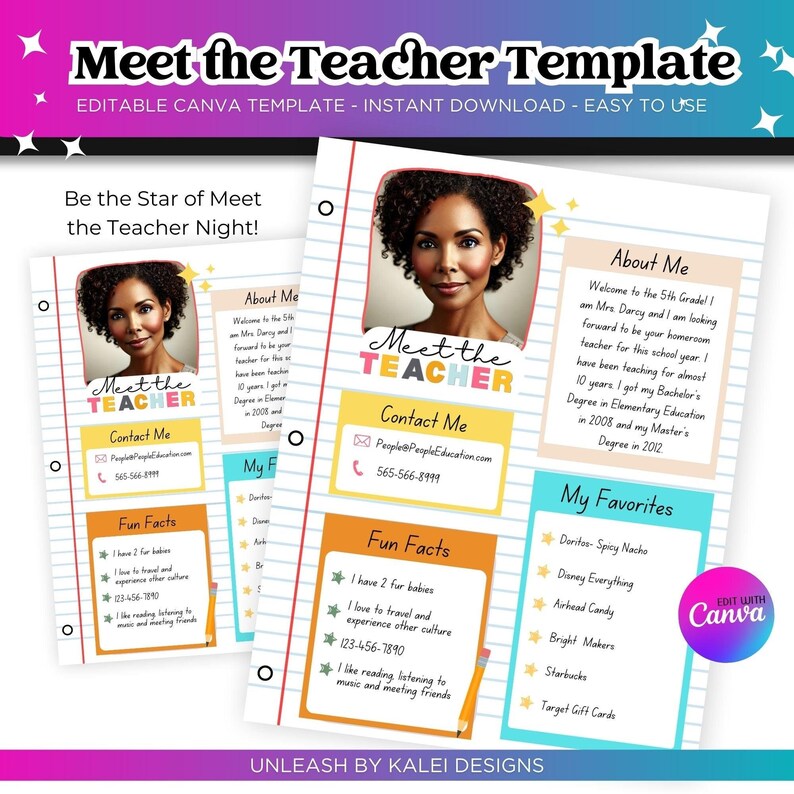 Meet the Teacher Template: Editable Loose Leaf Flyer (printable PDF ...