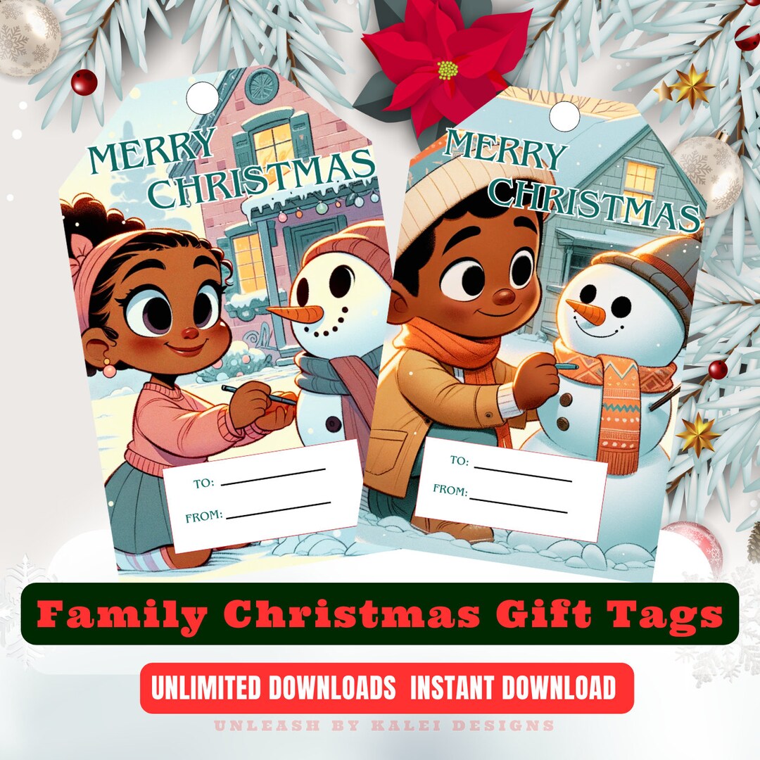 Printable Christmas African American Gift Tags | Set of 12 Family Gift ...