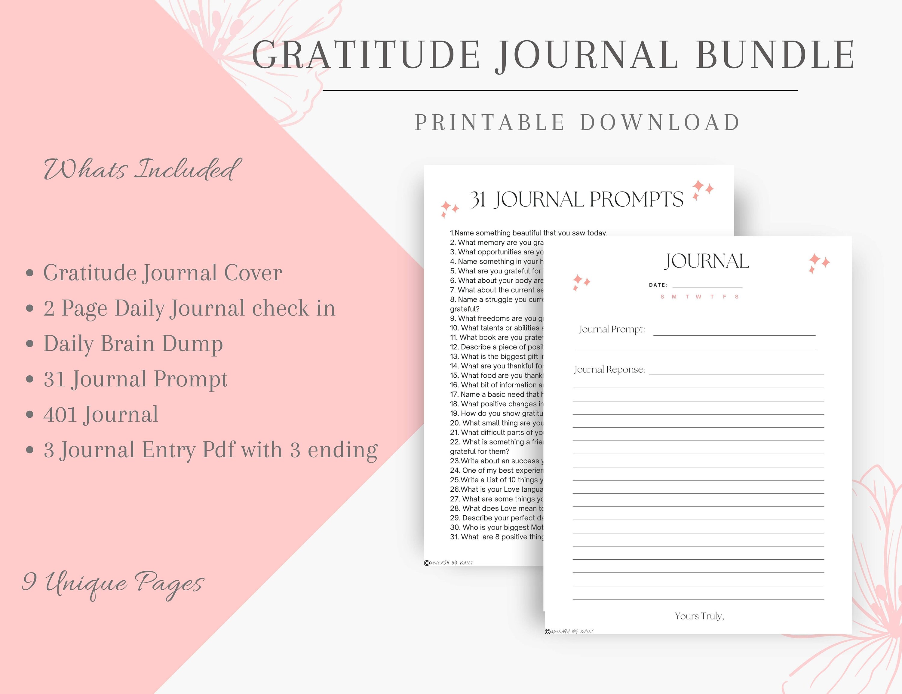 Printable Gratitude Journal BUNDLE I Gratitude Template I - Etsy
