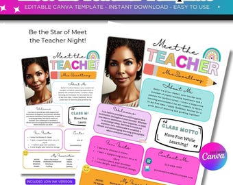 Rainbow Meet the Teacher Canva Template | Meet the Teacher Printable ...