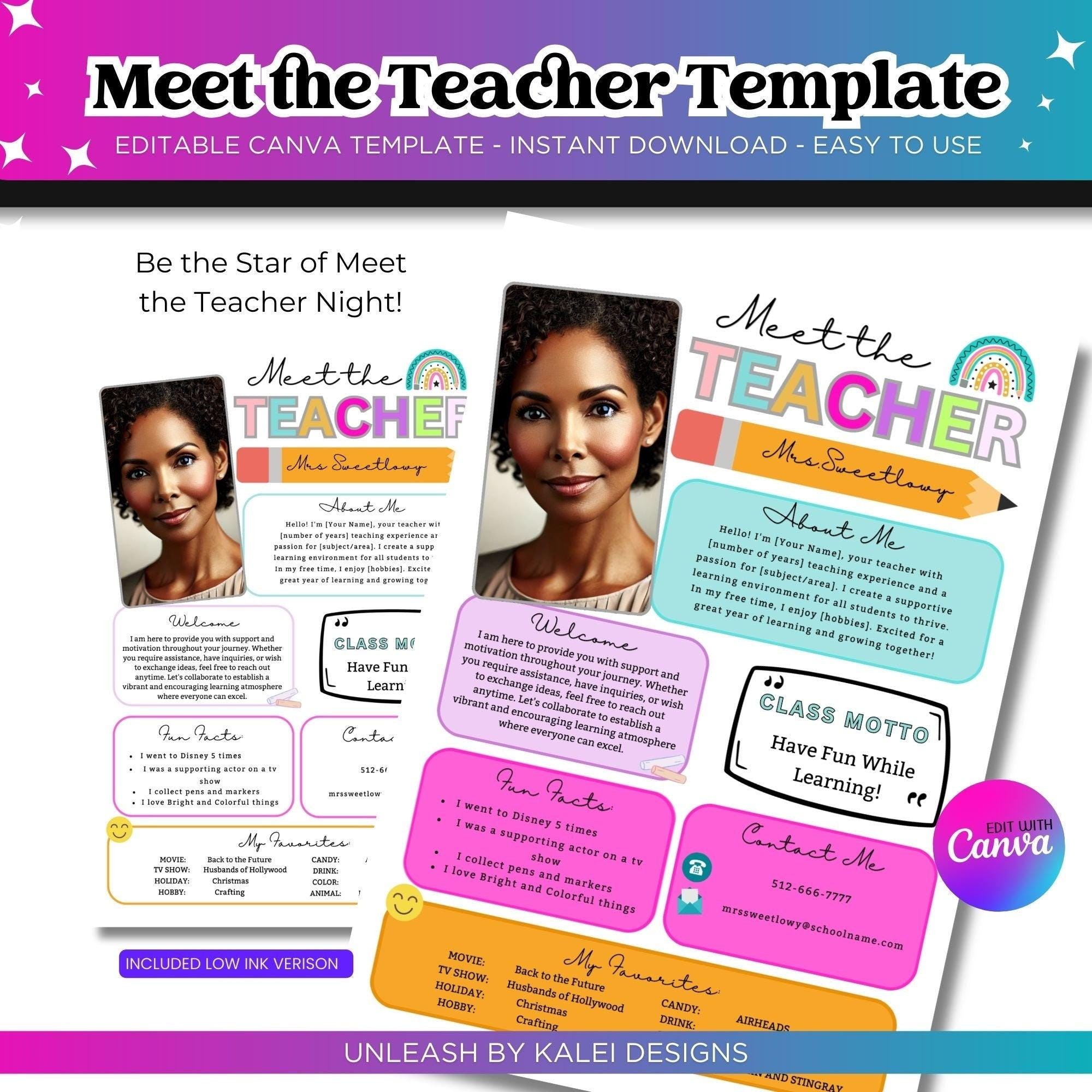 Meet the Teacher Template Rainbow Boho | Meet the Teacher Template ...