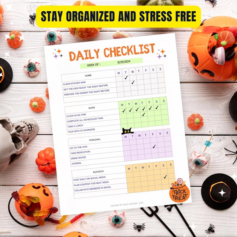 Editable Printable Checklist for Halloween Season, Digital Download, US ...
