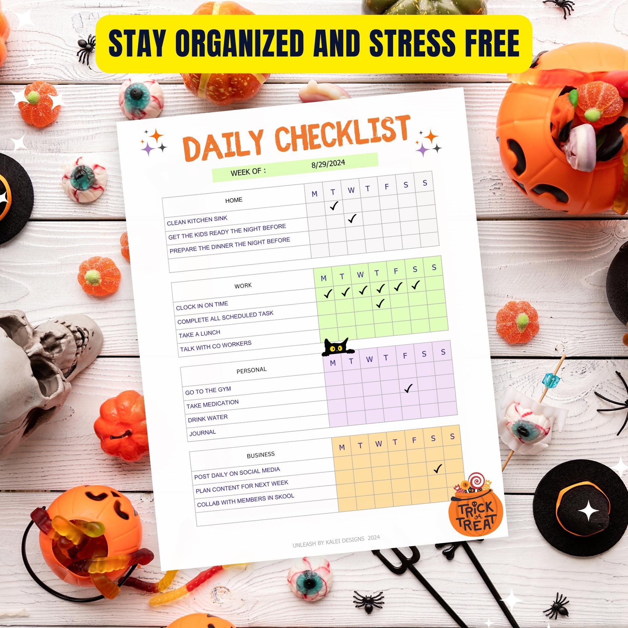 Editable Printable Checklist for Halloween Season, Digital Download, US ...