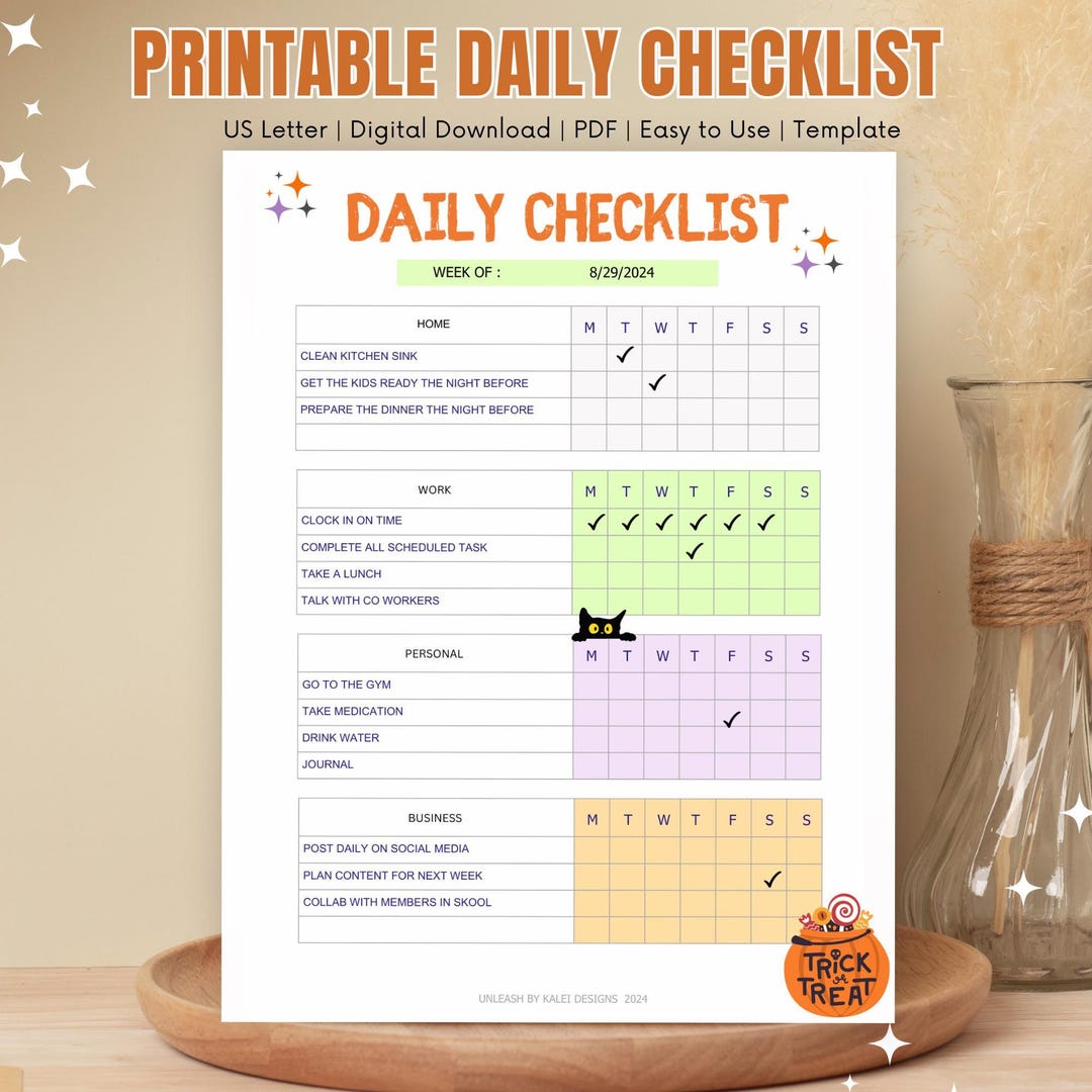 Editable Printable Checklist for Halloween Season, Digital Download, US ...
