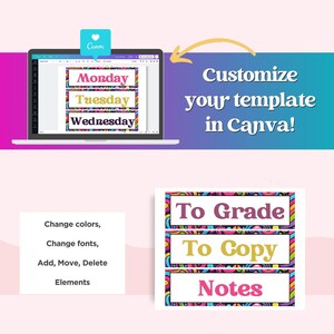 Groovy Rolling Cart Labels for Teachers Editable Canva Template ...