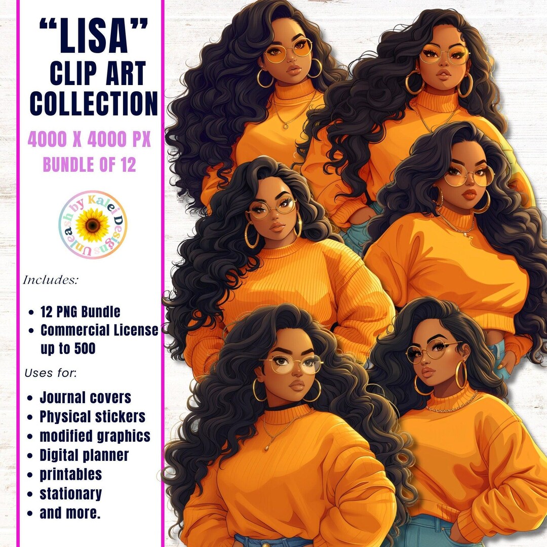 Digital African American Clip Art Collection, 12 Transparent PNG Bundle ...