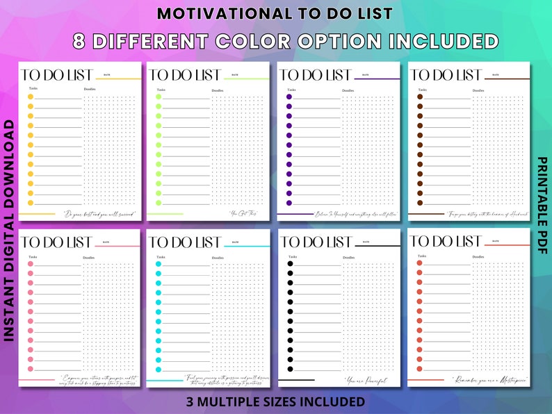 Motivational to Do List Printable: Daily Checklist (digital Download ...
