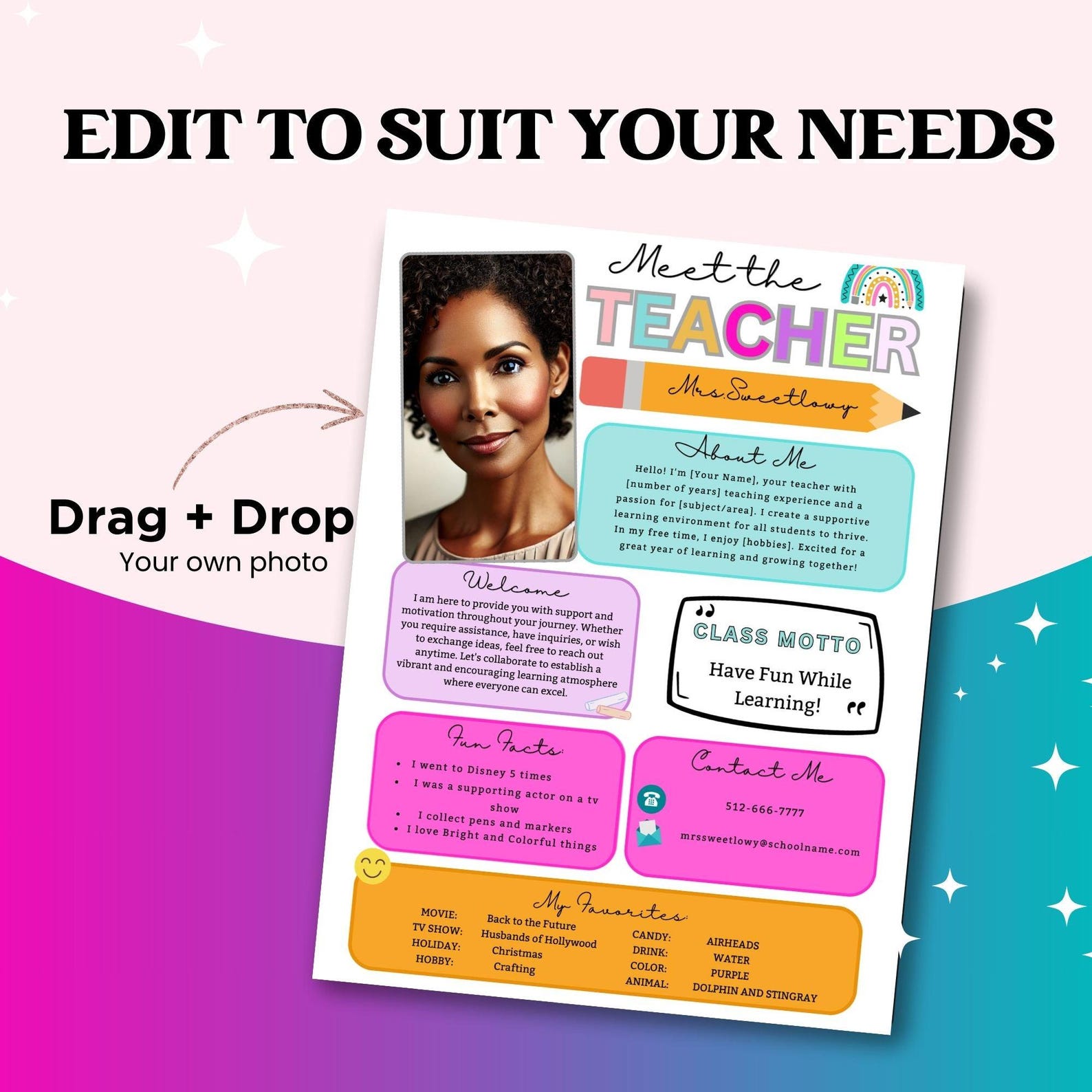 Meet the Teacher Template Rainbow Boho | Meet the Teacher Template ...