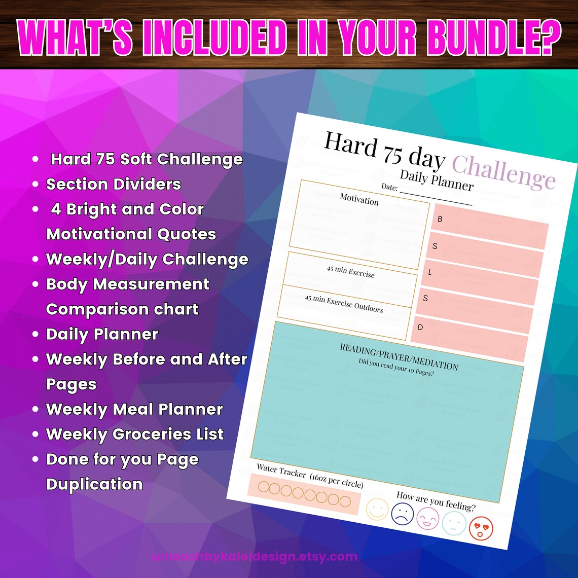Hard 75 Day Challenge Tracker Bundle I Daily 75 Day Challenge Journal I ...