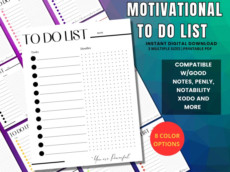 Motivational to Do List Printable: Daily Checklist (digital Download ...