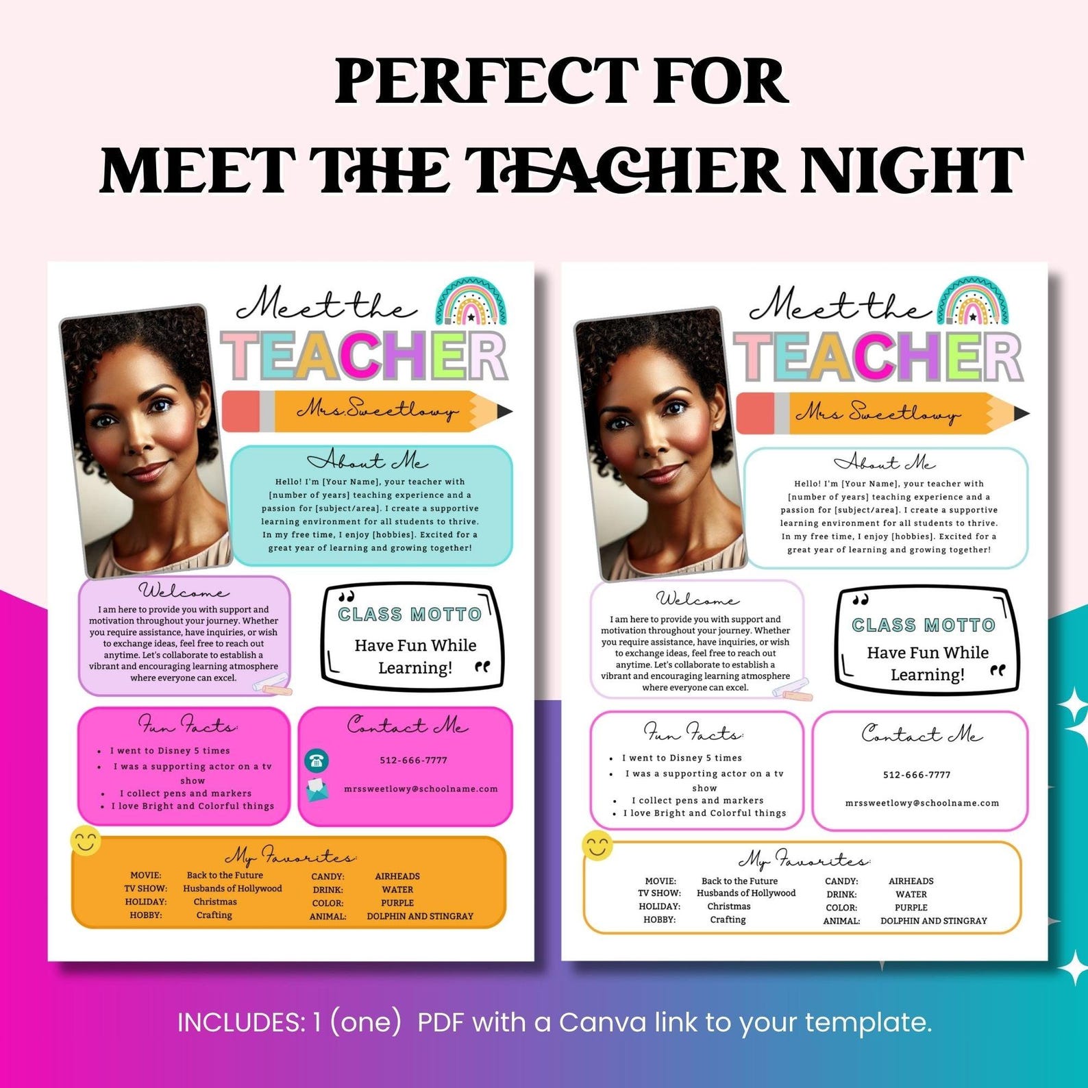 Meet the Teacher Template Rainbow Boho | Meet the Teacher Template ...