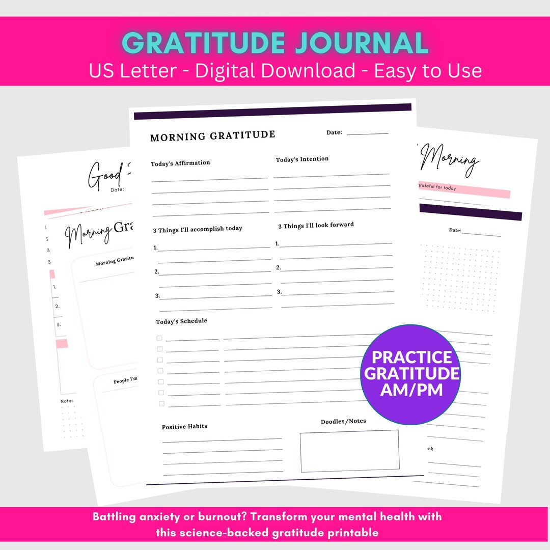 Daily Gratitude Journal Printable: Morning & Evening Reflections ...