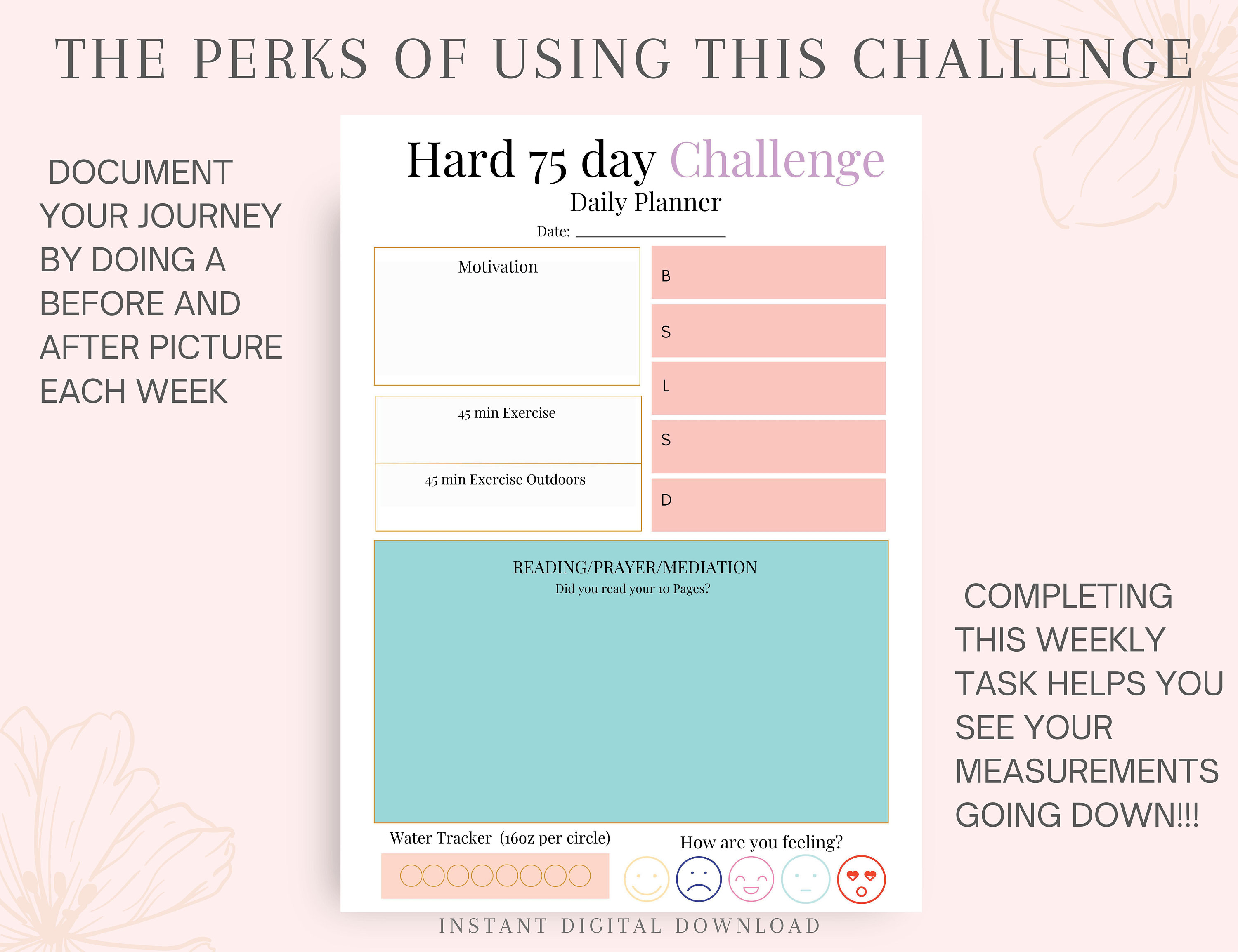 Hard 75 Day Challenge Tracker Bundle I Daily 75 Day Challenge - Etsy