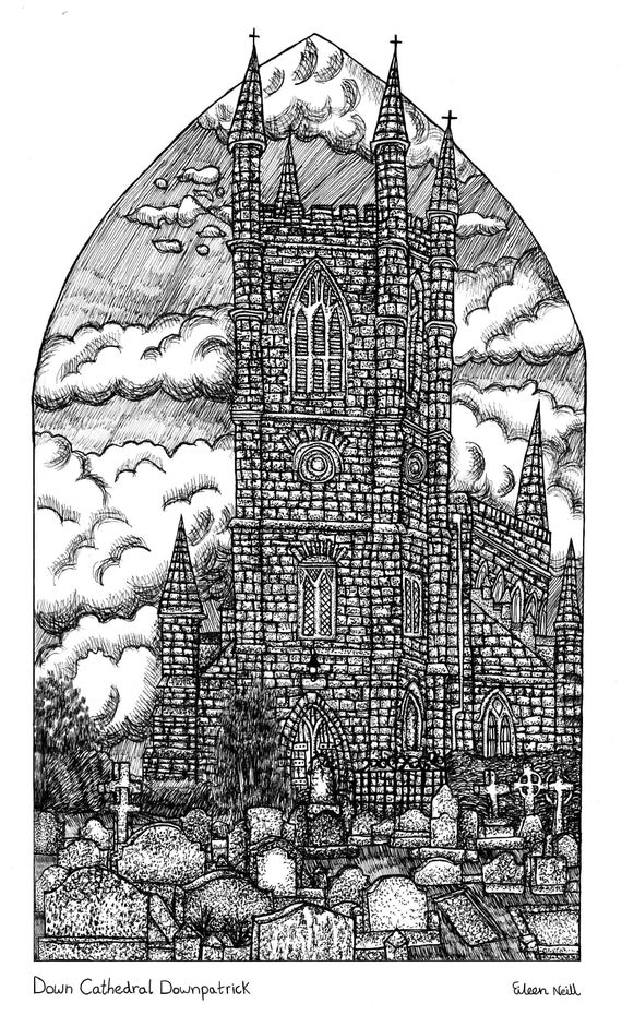 Down Cathedral Illustration A4 Giclee Print - Etsy