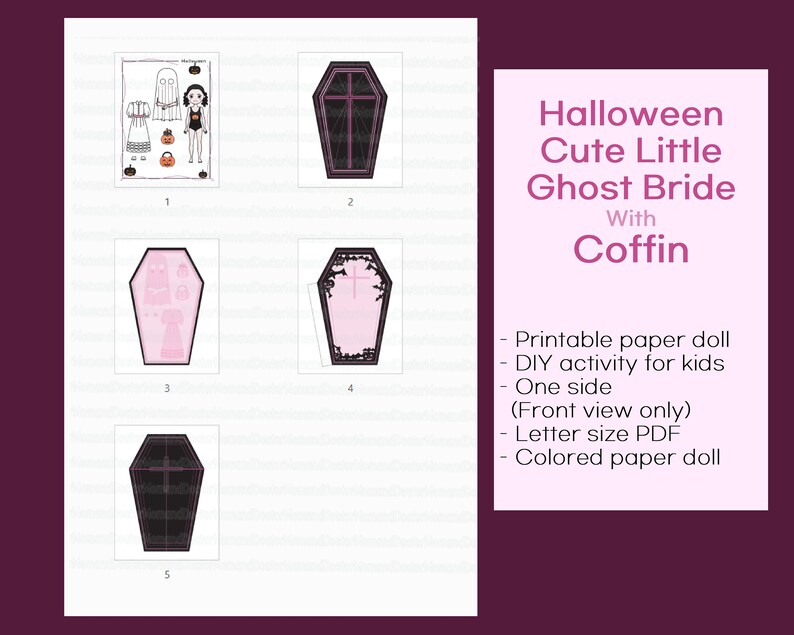 Printable Paper Doll | HALLOWEEN | 001| Little Ghost Bride With Coffin ...