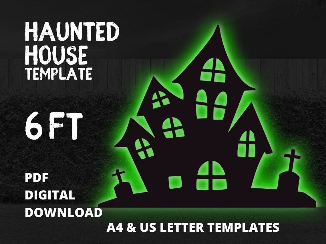 6ft Haunted House Mansion Template Unique Halloween Silhouette Décor ...