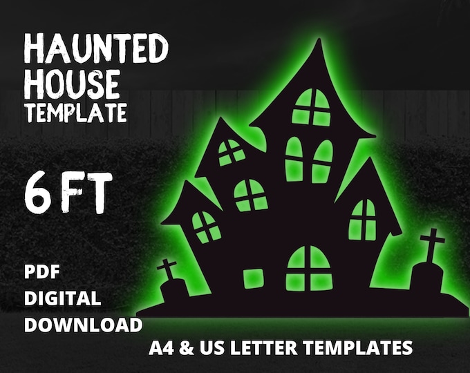 Haunted House Printable Trace and Cut PDF Template 6 Ft Tall ...