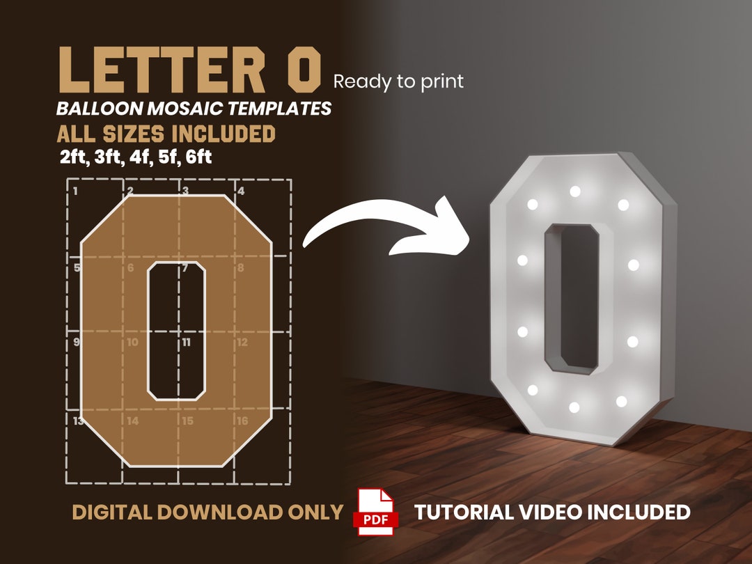 Letter O - All Sizes (from 2ft to 6ft)/mosaic Letters From Balloons/pdf ...