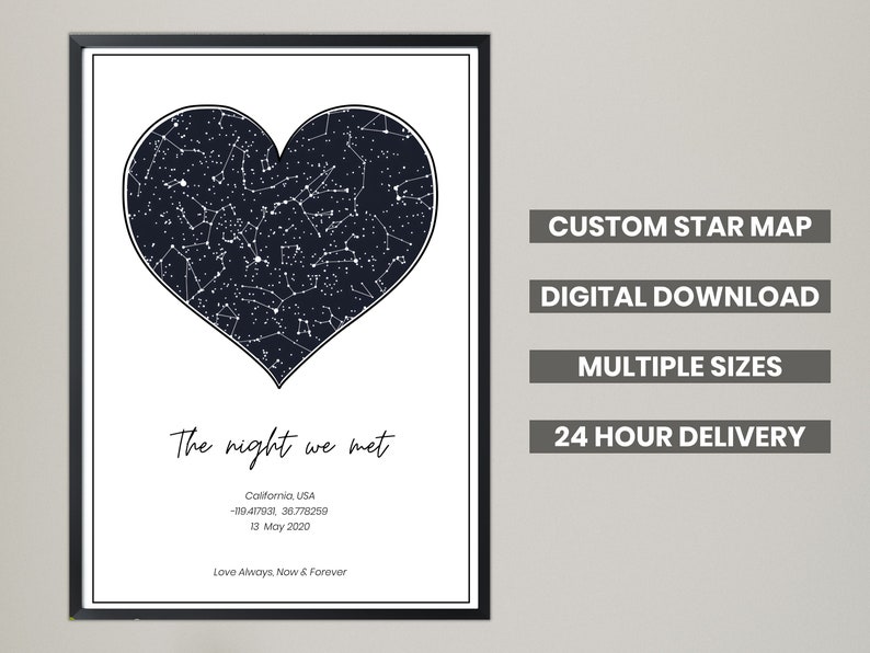 Digital Custom Star Map Heart Special Date Anniversary Gift - Etsy