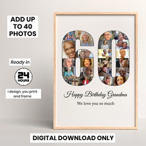 Number 60 Photo Collage 60th Birthday Number Collage Printable Collage ...