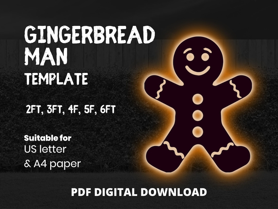 2ft 3ft 4ft 5ft 6ft Gingerbread Man PDF Template ,printable Trace and ...