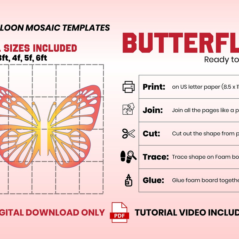 Paper Butterfly Template - Etsy