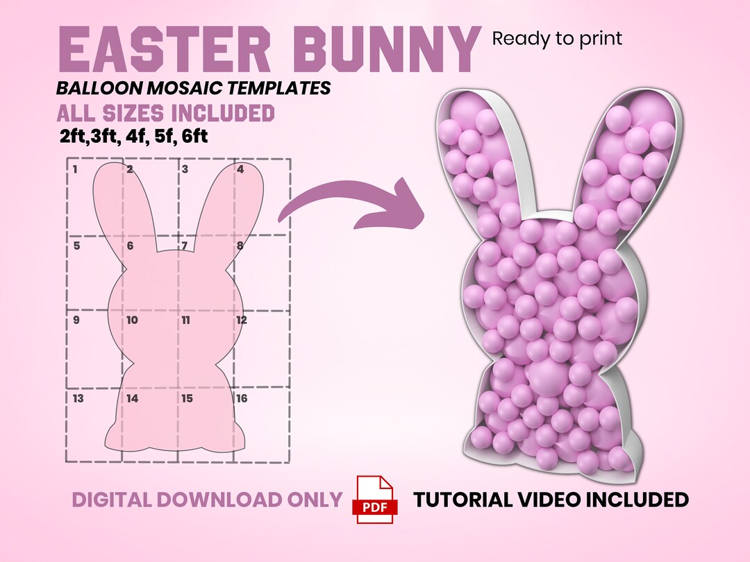 Easter Bunny Mosaic From Balloons, Mosaic From Balloons, Rabbit, Peeps ...