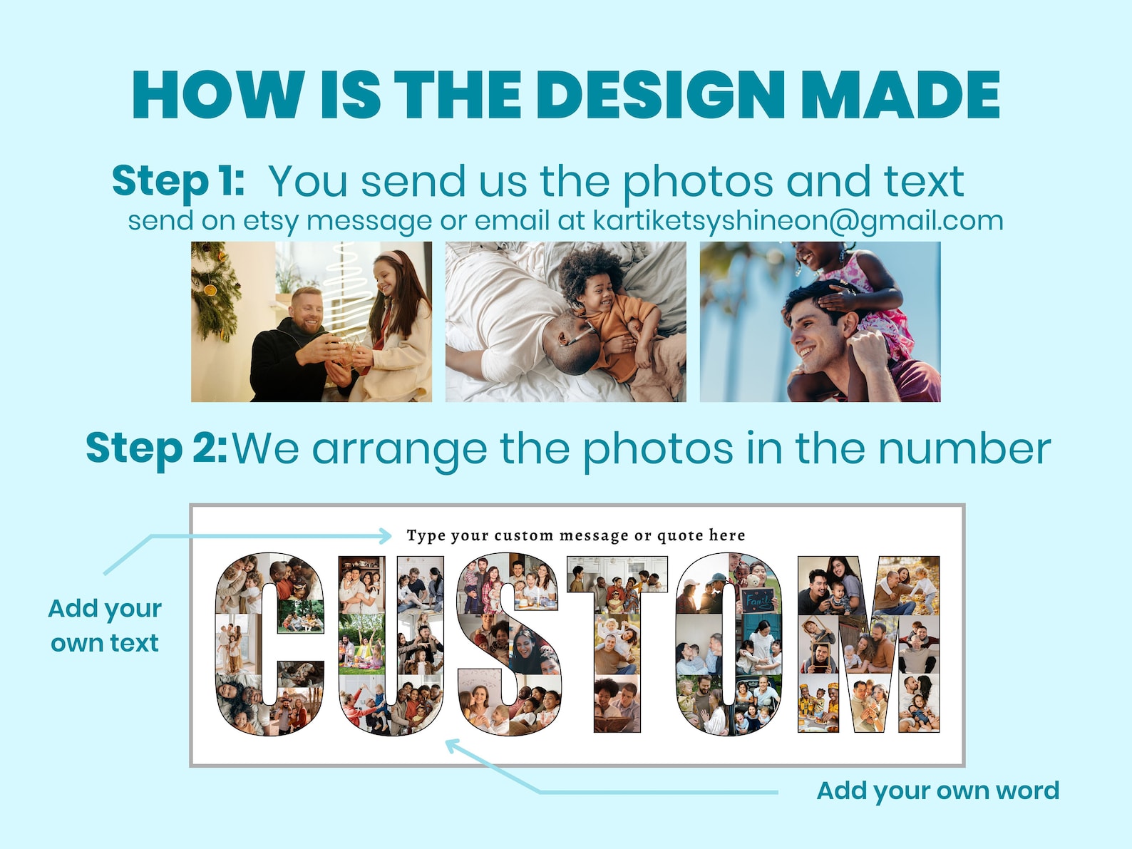 Custom Name Picture Collage Personalized Text Photo Collage - Etsy